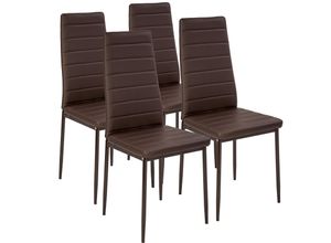 4260435995067 - tectake® 4er Set Esszimmerstuhl gepolstert mit Kunstlederbezug schlanke Stahlbeine 41 x 45 x 985 cm