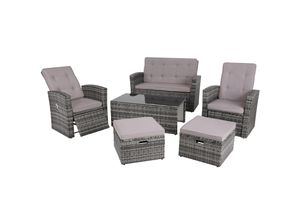 4061173206107 - tectake® Rattan Lounge mit Aluminiumgestell wetterfest und UV-beständig mit Sicherheitsglasplatte und Schraubfüßen