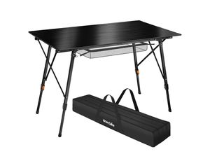 4061173255686 - tectakeÂ¬Ã†- Aluminium Campingtisch Campingtisch - höhenverstellbar - LxBxH ca 120x705x58-79cm - inkl Tragetasche - schwarz