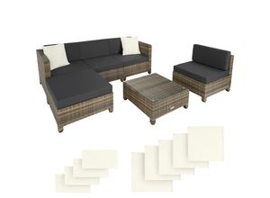 4061173116888 - tectake® Rattan Lounge mit Aluminiumgestell wetterfest und UV-beständig mit Sicherheitsglasplatte