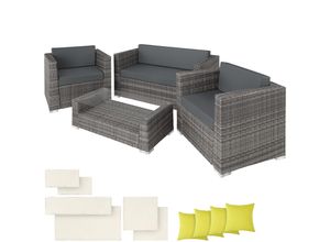 4061173125231 - tectake® Rattan Lounge mit Aluminiumgestell wetterfest und UV-beständig mit Sicherheitsglasplatte