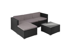 4061173243706 - Tectake - Geflecht-Lounge-Set Lounge-Bank Gartenbank Gartenbank-Sitzgruppe Lignano - schwarz - 404786