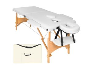 4260397657720 - tectake® 2 Zonen Massageliege mit Holzgestell verstellbare Ablagen für Kopf und Arme 210 x 95 x 62 - 84 cm