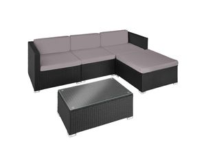 4061173206329 - tectake® Rattan Lounge für 3 bis 4 Personen UV-beständig mit Sicherheitsglasplatte