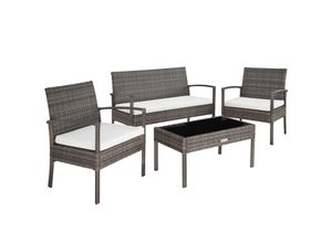 4061173068248 - tectake® Rattan Sitzgruppe für 4 Personen UV-beständig schlanke Gestelle