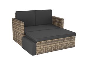 4061173116345 - tectake® Rattan Lounge 2-Sitzer UV-beständig Hocker mit klappbarer Stütze