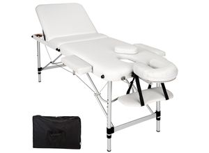 4260182878798 - tectakeÂ® - Mobile Aluminium-Massageliege 3 Zonen weiß + Tragetasche - Behandlungsliege - Behandlungsbank - inkl Aufbewahrungstasche - faltbar