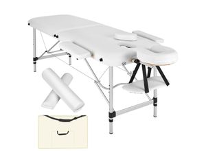 4061173214553 - Tectake - 2 Zonen Massageliege mit Polsterung Massagerollen und Aluminiumgestell - Massageliege Massagetisch Massagebank mit Lagerungsrollen und