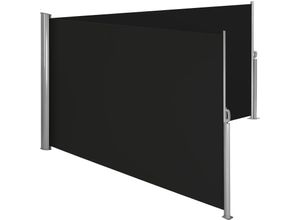 4260490487286 - Tectake - Aluminium-Windschutz versenkbare Seitenmarkise Terrassenschirm - doppelt - 180 x 600 cm - schwarz - 402335