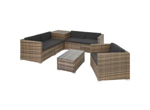 4061173116703 - tectake® Rattan Lounge für 5 Personen Dicke der Polster 8 cm inklusive großer Aufbewahrungsbox