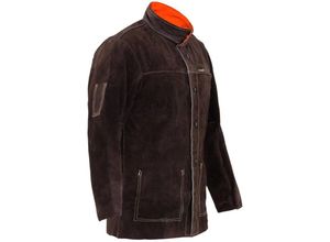 4250928691590 - Stamos - Schweißerjacke Schweiß Jacke xxl Echtes RindsLEDer Gr Xxl LEDer Dunkelkhaki Neon-Orange