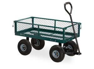 4052025260729 - Relaxdays - Handwagen praktischer Bollerwagen für den Garten Outdoor Transport klappbare Seitenteile bis 150 kg grün