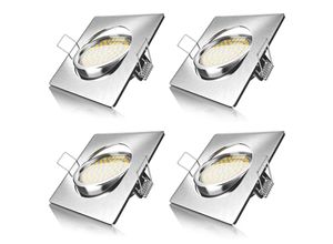 4062861841587 - 4x LED Einbaustrahler in Edelstahl Optik schwenkbarer Deckenspot mit 320 Lumen   Warmweiß