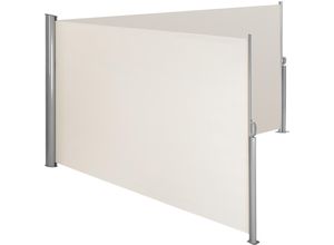 4260490487323 - tectake® Aluminium Doppel Seitenmarkise ausziehbar mit Aufrollmechanismus - 200 x 600 cm beige