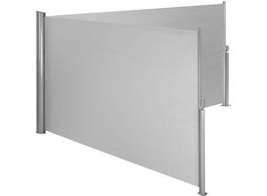 4260490487309 - tectake® Aluminium Doppel Seitenmarkise ausziehbar mit Aufrollmechanismus - 200 x 600 cm grau