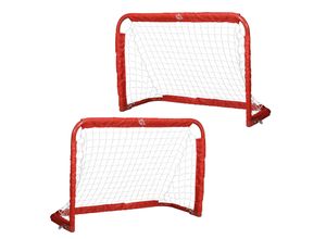 4251774973953 - Fußballtor im 2er Set rot 90 x 36 x 60 cm (BxTxH) Fußballnetz Basketballkorb Baseball Netz Gartenspielzeug