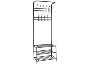 4260505446055 - tectake® Garderobe Stahl 18 Haken auf 4 Höhen 66 x 187 x 33 cm