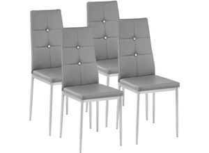 4260517461800 - tectake® 4er Set Esszimmerstuhl gepolstert mit Kunstlederbezug schlanke Stahlbeine 40 x 42 x 97 cm