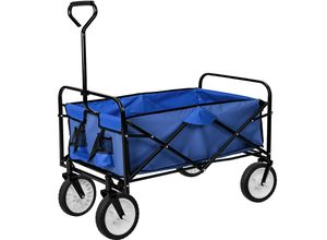 4260517466171 - Tectake - Faltbarer Bollerwagen Belastbarkeit 80kg - Transportwagen Handwagen Leiterwagen - blau - blau