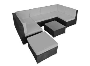 4061173206046 - tectake® Rattan Lounge für 6 bis 7 Personen UV-beständig mit Sicherheitsglasplatte