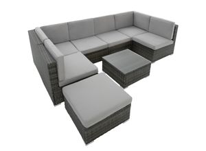 4260541022671 - tectake® Rattan Lounge für 6 bis 7 Personen UV-beständig mit Sicherheitsglasplatte