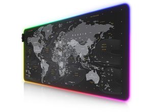 4062861809051 - RGB Gaming Mauspad Mousepad 900 x 400 mm verbessert Präzision & Geschwindigkeit Weltkarte Global