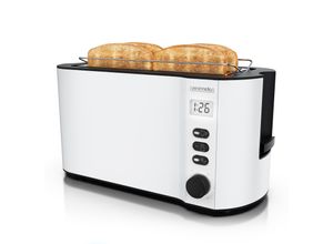 4062861808870 - Arendo Langschlitz-Toaster für 4 Scheiben Doppelwandgehäuse integrierter Brötchenaufsatz Bräunungsgrade 1-6 Brotzentrierung