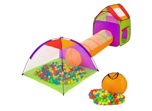 4260182878590 - tectake® Spielzelt mit Tunnel Iglu 200 Bällen und abnehmbarem Dach schneller Auf- und Abbau inklusive Tragetasche 370 x 115 x 107 cm