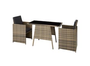 4061173116789 - tectake® Rattan Sitzgruppe für 2 Personen UV-beständig zusammenschiebbar