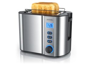 4062861808474 - Arendo Toaster für 2 Scheiben mit Restzeitanzeige 800W wärmeisolierendes Doppelwandgehäuse Brötchenaufsatz Auftaufunktion Silber