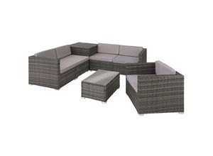 4061173125095 - tectake® Rattan Lounge für 5 Personen Dicke der Polster 8 cm inklusive großer Aufbewahrungsbox