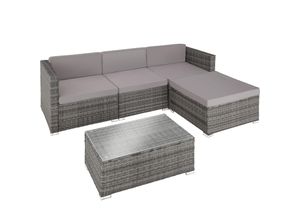 4061173125071 - tectake® Rattan Lounge für 3 bis 4 Personen UV-beständig mit Sicherheitsglasplatte