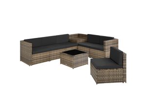 4061173205414 - tectake® Rattan Lounge für 6 Personen große Aufbewahrungsbox mit Sicherheitsglasplatte