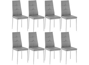 4061173174901 - tectake® 8er Set Esszimmerstuhl gepolstert mit Kunstlederbezug schlanke Stahlbeine 40 x 42 x 97 cm