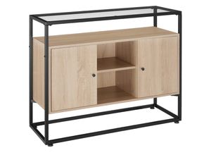 4061173242624 - tectake® Sideboard Industrial Style Glasplatte offenes Fach 2 Staufächer mit Magnettüren und 3 Einlegeböden 100 x 38 x 805 cm