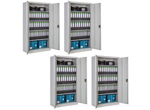 4061173209726 - tectake® 4er Set Aktenschrank aus pulverbeschichtetem Stahl 4 höhenverstellbare Einlegeböden 180 x 90 x 40 cm