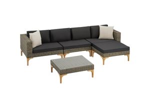 4061173243881 - tectake® Rattan Lounge mit Aluminiumgestell wetterfest und UV-beständig mit Sicherheitsglasplatte