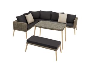 4061173243805 - tectake® Rattan Lounge mit Aluminiumgestell wetterfest und UV-beständig mit Sicherheitsglasplatte