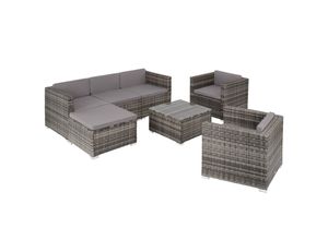 4061173243690 - tectake® Rattan Lounge für 5 bis 6 Personen UV-beständig variabel aufstellbar