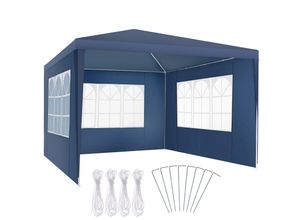 4061173244260 - tectakeÂ® - Gartenpavillon Partyzelt Baraban 3x3m mit 3 Seitenteilen - blau - 404814