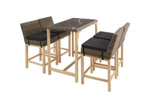 4061173244710 - tectake® Rattan Tisch Kutina mit 4 Stühlen Latina mit Aluminiumgestellen wetterfest und UV-beständig Beine aus Holz