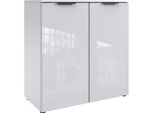 4065979032229 - Kommode WIMEX Level36 black C by fresh to go weiß (weiß glas weiß) B81 H92 T41 Spanplatte Sideboards mit Glaselementen auf der Front soft-close Funktion 81cm breit