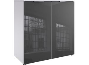4065979031703 - Kommode WIMEX Level36 C by fresh to go weiß (weiß glas grau) B81 H92 T41 Spanplatte Sideboards mit Glaselementen auf der Front soft-close Funktion 81cm breit