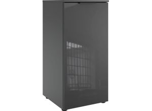4065979032083 - Kommode WIMEX Level36 black C by fresh to go grau (graphit glas grau) B41 H92 T41 Spanplatte Sideboards mit Glaselementen auf der Front soft-close Funktion 41cm breit