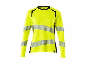 5711074803101 - T-Shirt Langarm Damenpassform T-shirt Gr 4XLONE hi-vis gelb schwarzblau - Mascot