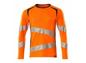 5711074813650 - T-Shirt Langarm moderne Passform T-shirt Gr 3XLONE hi-vis orange schwarzblau - Mascot