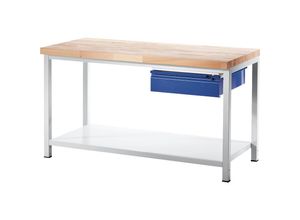 4040376982698 - Werkbank Gestellbauweise 1 Schublade Größe L 1 Ablageboden Stahlblech Tiefe 700 mm Breite 1000 mm RAU
