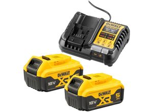 5035048790045 - DeWALT Akku-Set DCB1104P2-QW 18V 5Ah 2x XR-Akku DCB184 inkl Schnellladegerät für XR-Schiebe Akkus und Flexvolt Akkus