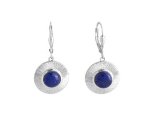 4006046381581 - Paar Ohrhänger ZEEME Silber 925 rhodiniert glanz matt mit echtem Lapis 8mm Ohrringe Gr ONE-SIZE 28 ct Silber 925 (Sterlingsilber) weiß (weiß blau) Damen Ohrhänger