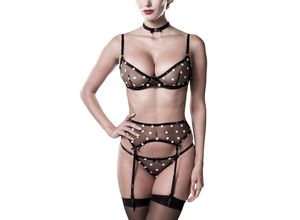 4251393745856 - Dessous-Set mit Punkten Wäsche-Set schwarz weiß in S